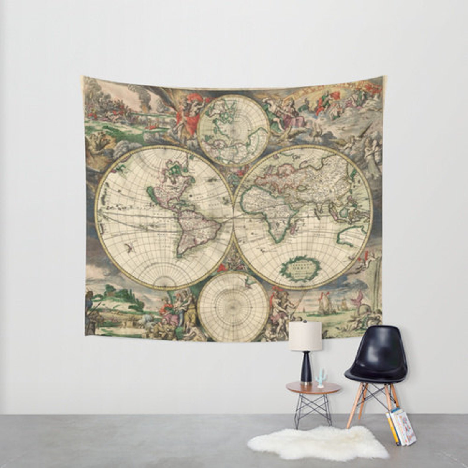 Old World Map Wall Tapestry Vintage Map Large Size Wall Art - Etsy