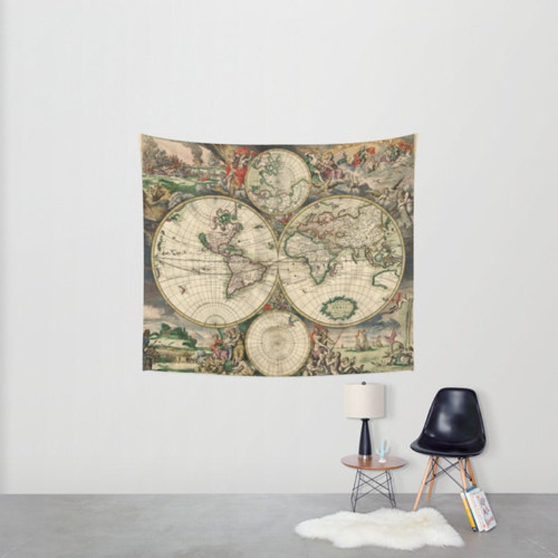 Old World Map Wall Tapestry Vintage Map Large Size Wall Art - Etsy