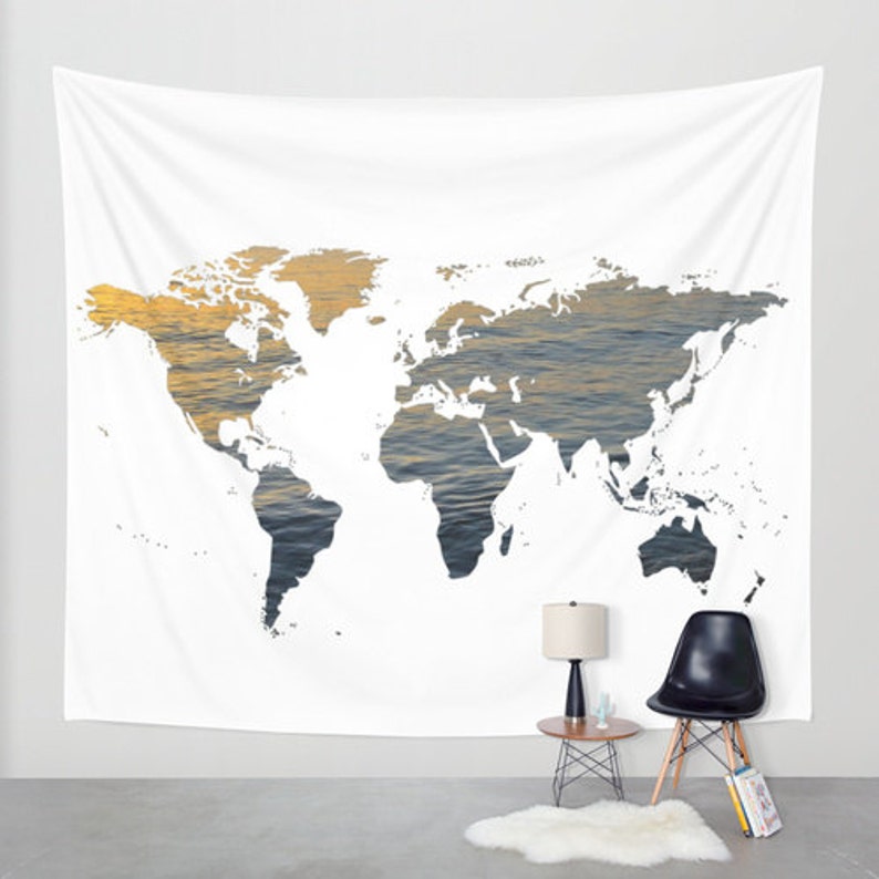 World Map Wall Tapestry Map Large Size Wall Art Modern | Etsy