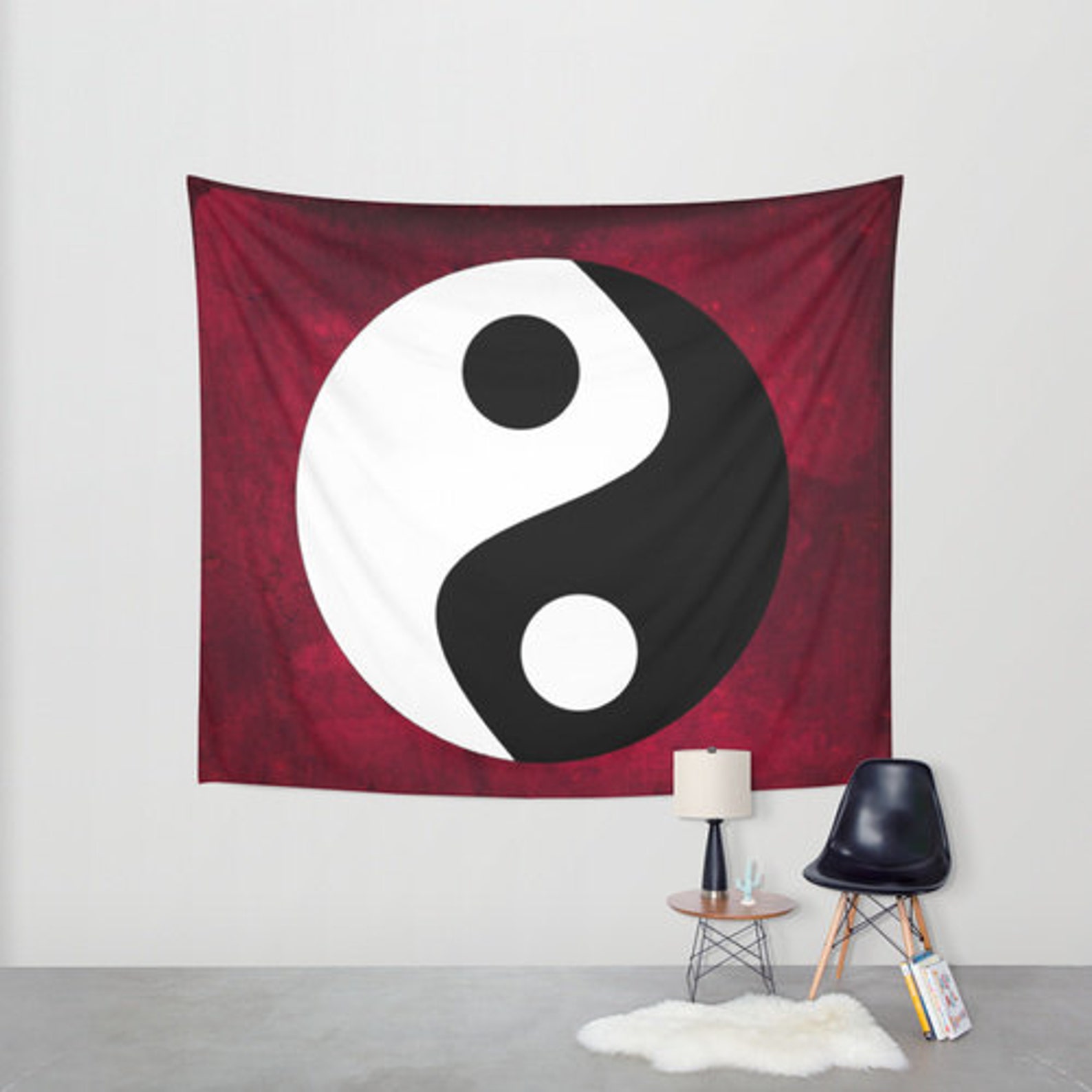 Yin and Yang Tapestry Zen Tapestry Rich Red Dorm - Etsy