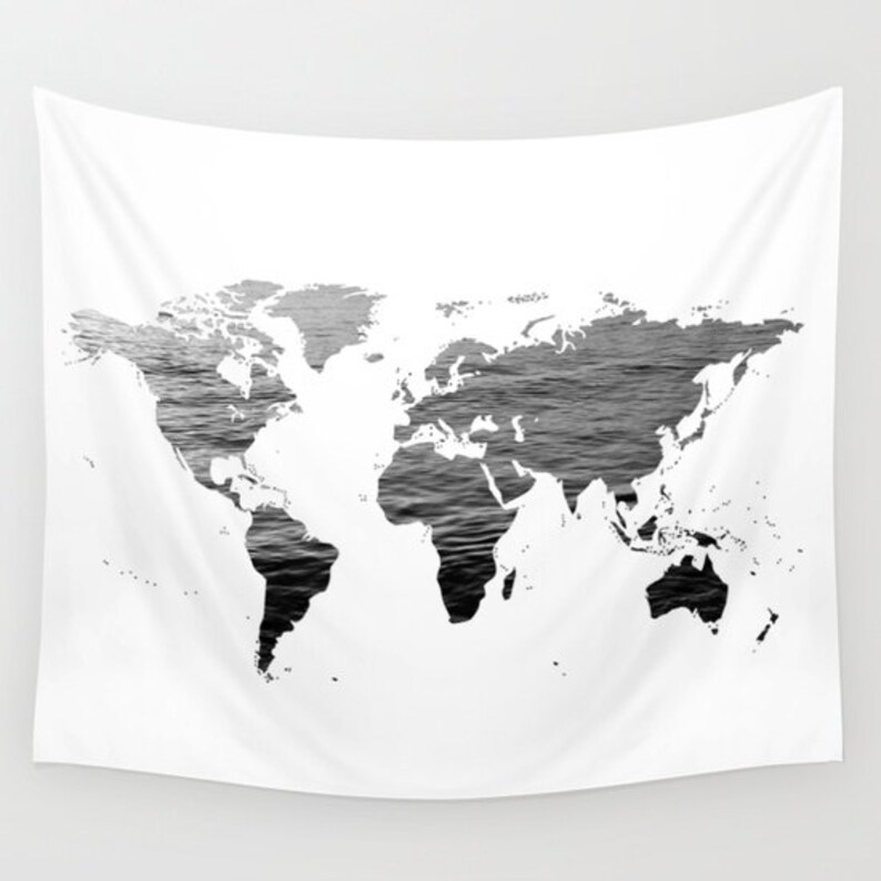 Sea Texture World Map Wall Tapestry Map Large Size Wall Art - Etsy