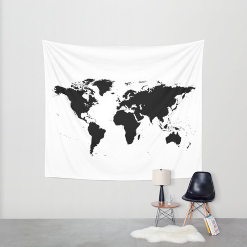 World Map Wall Tapestry Map Large Size Wall Art Modern - Etsy