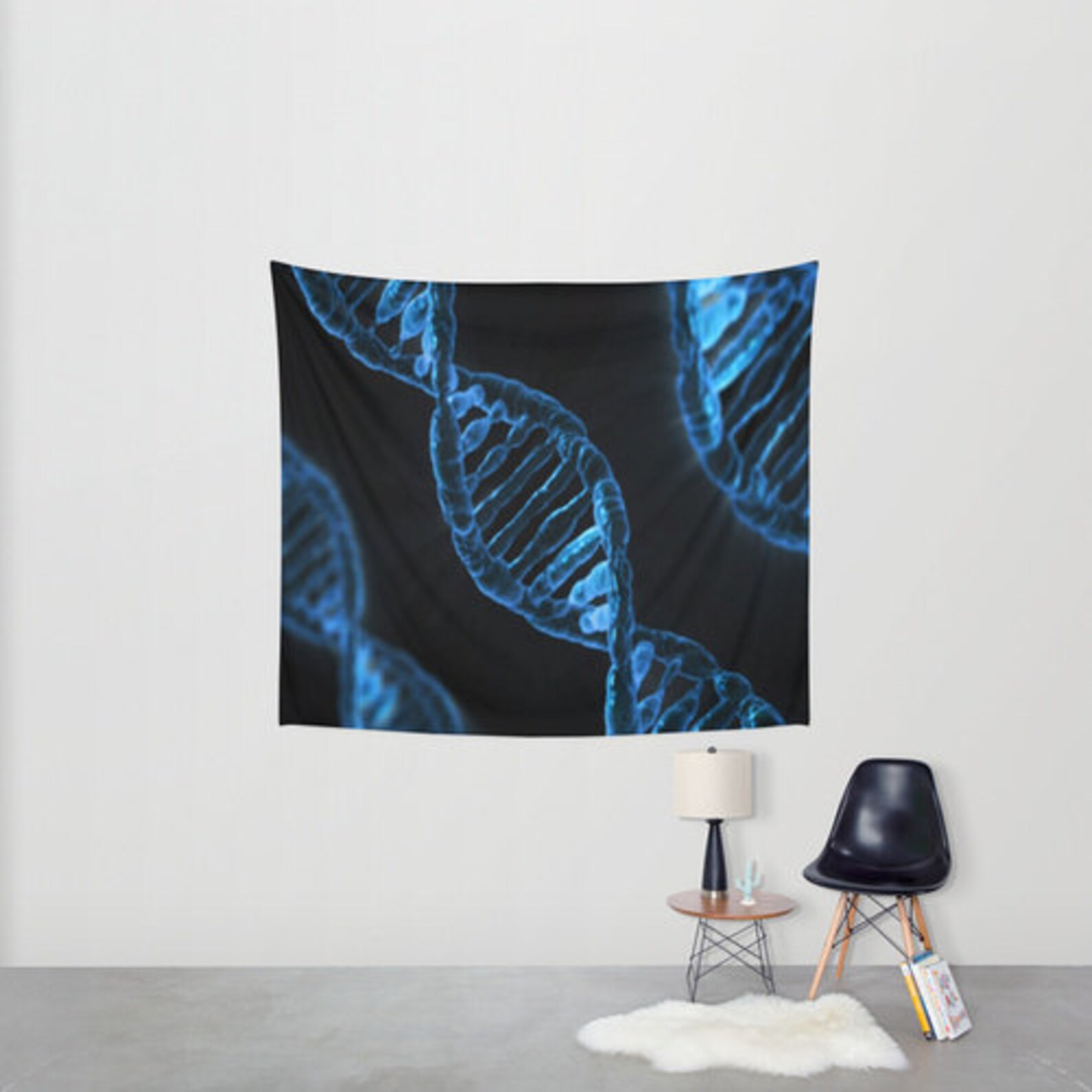 DNA Wall Tapestry Vivid Blue Wall Art Science Art Office | Etsy
