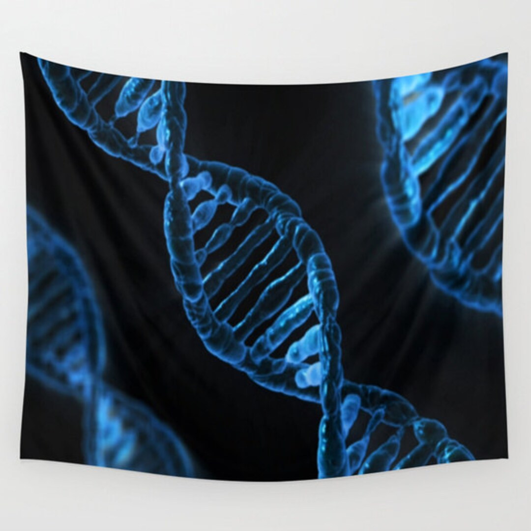 DNA Wall Tapestry, Vivid Blue Wall Art , Science Art, Office, Modern ...