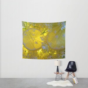 Lemon Tapestry, Yellow, Fruit, Office, Bar, Pub, Large Wall Decor ...