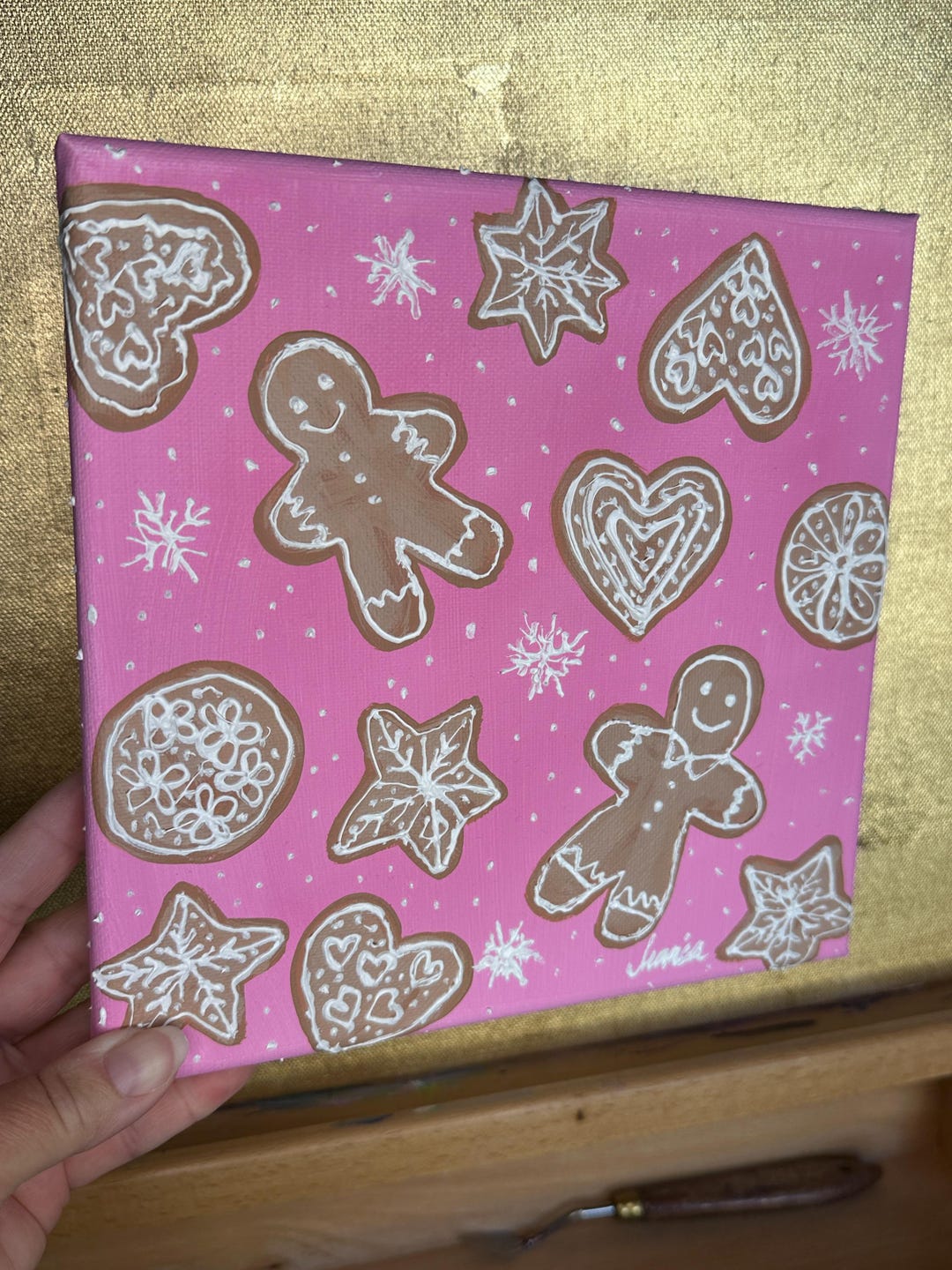 Gingerbread Man Cookies #10 - Original Painting on Canvas - Etsy