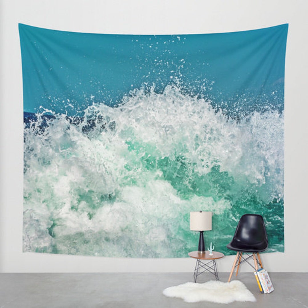 Ocean Waves Tapestry, Nautical Tapestry, Coastal Large Wall Decor, Surf ...