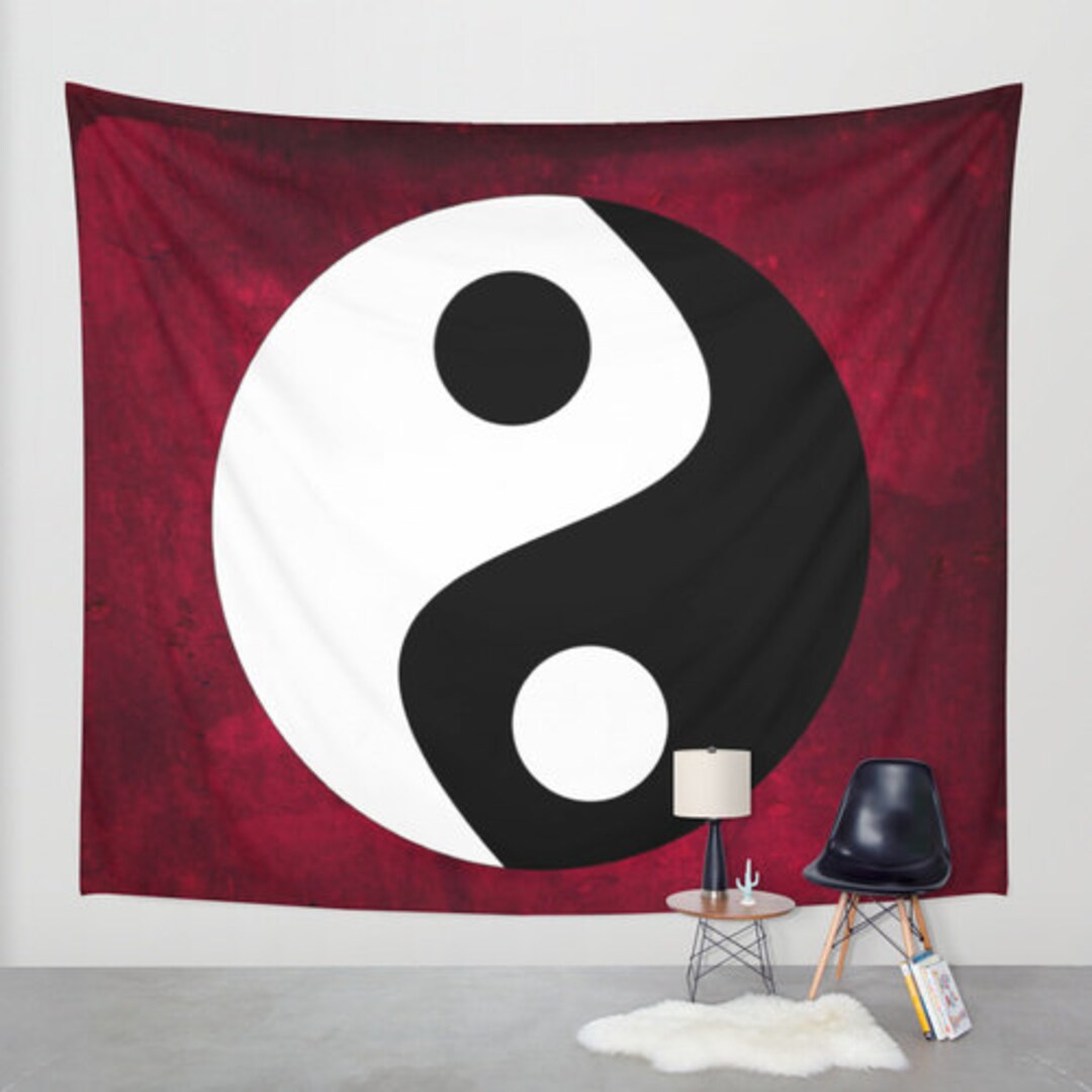 Yin and Yang Tapestry, Zen Tapestry, Rich Red, Dorm, Office,chinese ...