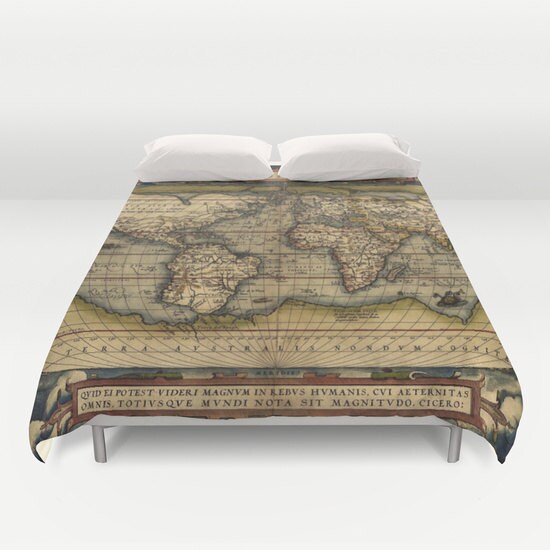 Antique World Map Duvet Cover Vintage World Map Bedding Old - Etsy