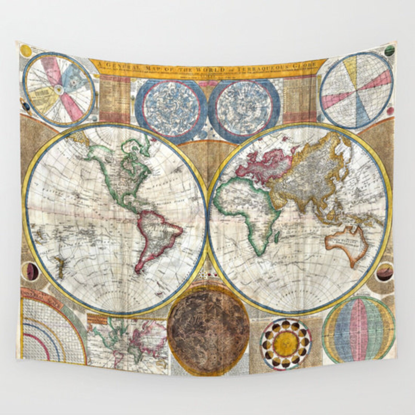 Old World Map Wall Tapestry Vintage Map Large Size Wall Art | Etsy