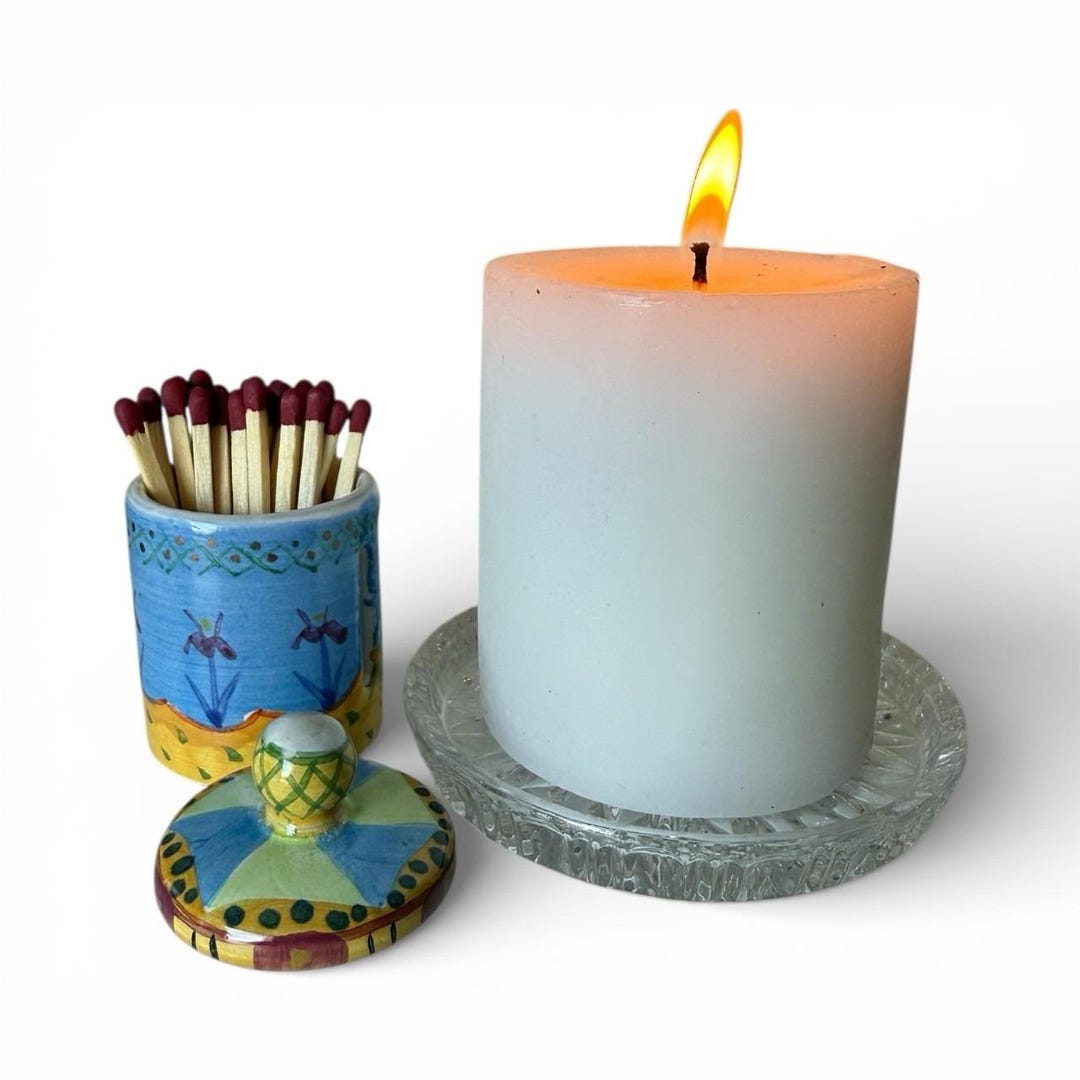 Matchstick Holder W/ Lid, Strike Pad, Matches Hand Painted Italy - Etsy