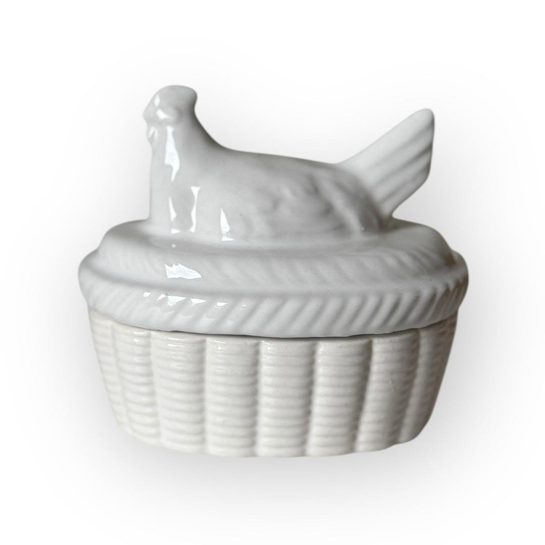 Vintage Matchstick Vessel Mini Hen on Nest Trinket Dish Made in Japan ...