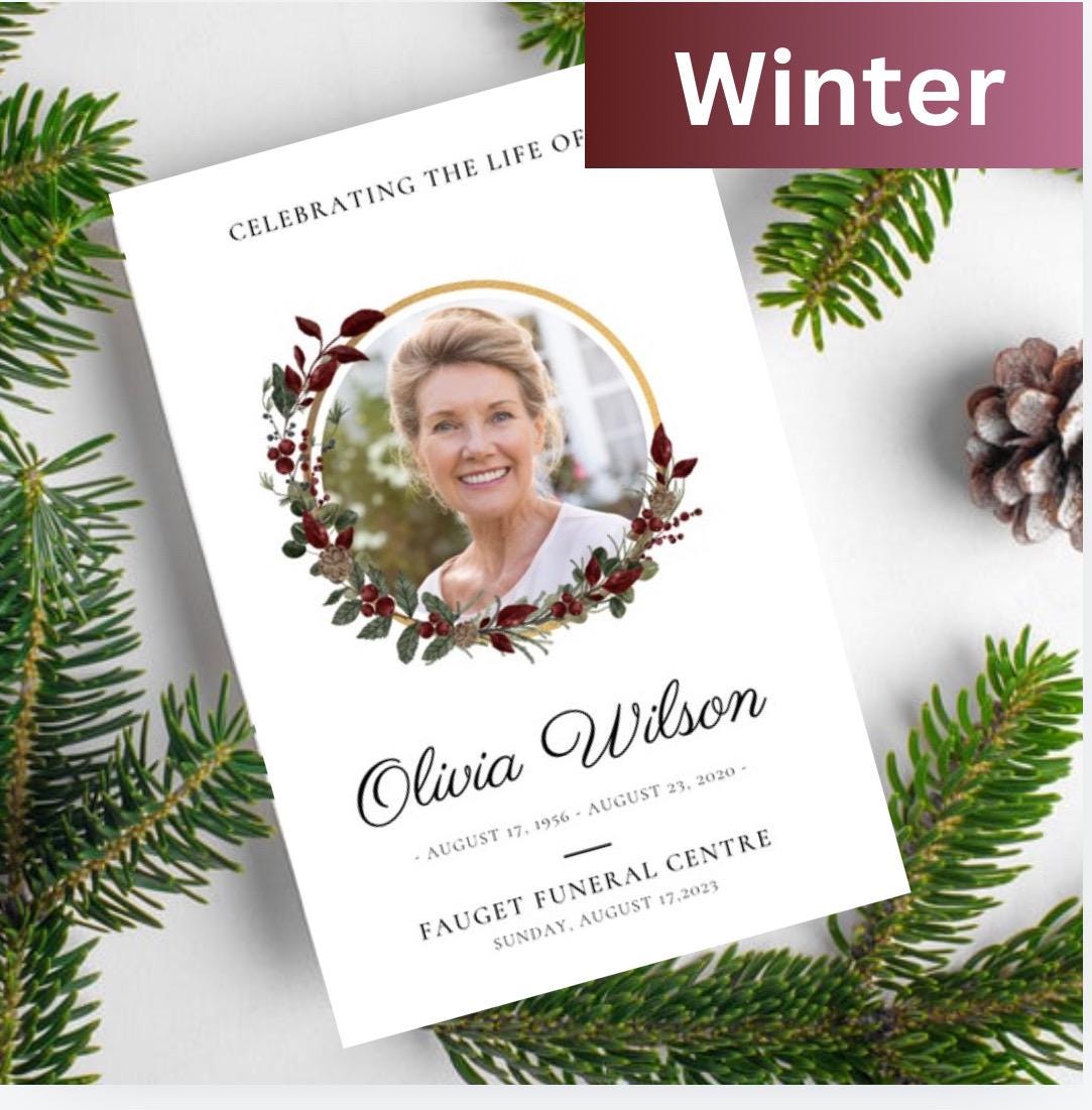 Funeral Service Program Memorial Folder Celebration of Life Editable ...