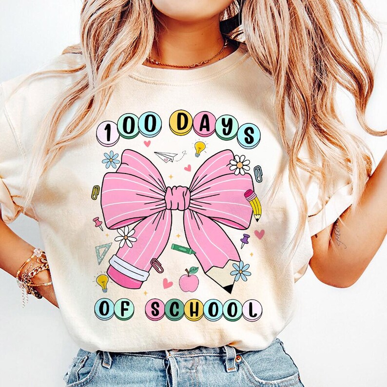 100 Days of School Coquette PNG, Teacher 100 Days Bracelet Png ...