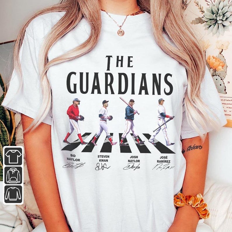 Guardians Walking Abbey Road Signatures Baseball Shirt, José Ramírez ...