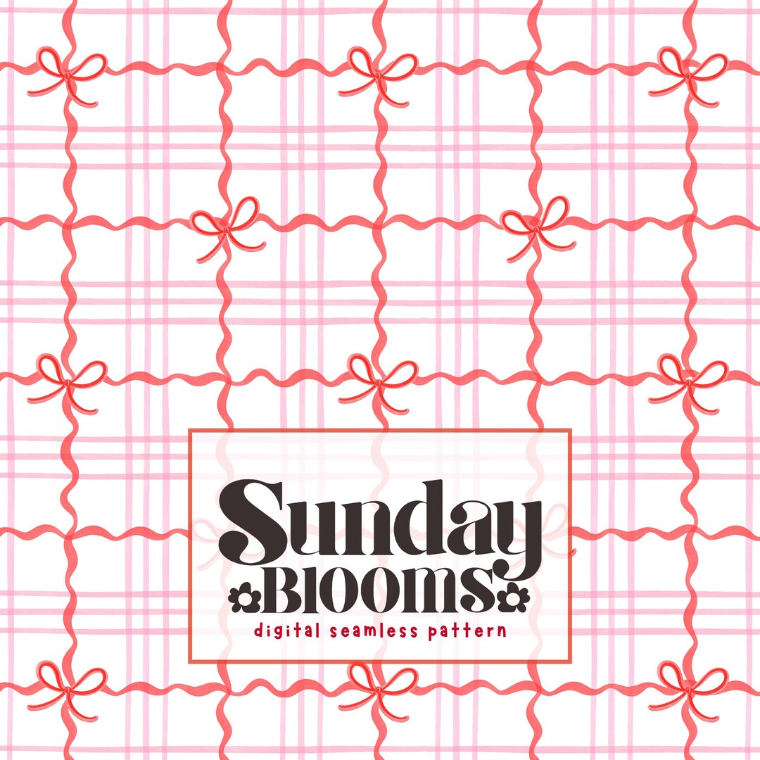 Red Pink Bows Gingham Seamless Pattern, Pastel Plaid Check Repeat ...