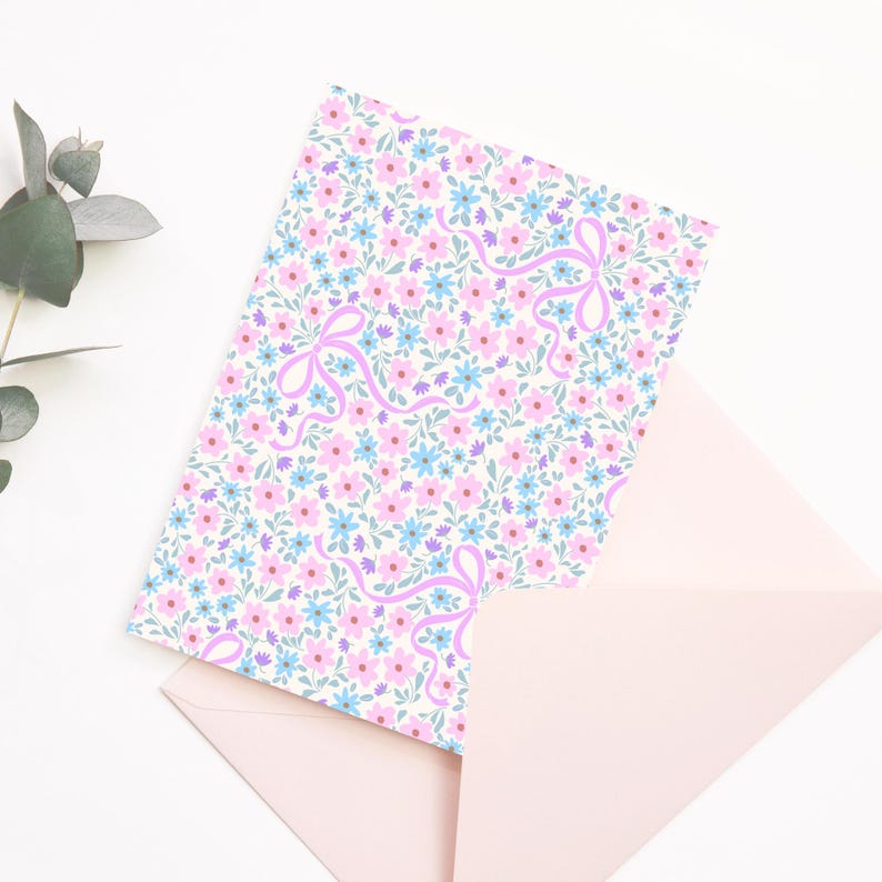 Coquette Pink Blue Ditsy Floral Seamless Pattern | Pastel Spring Summer ...