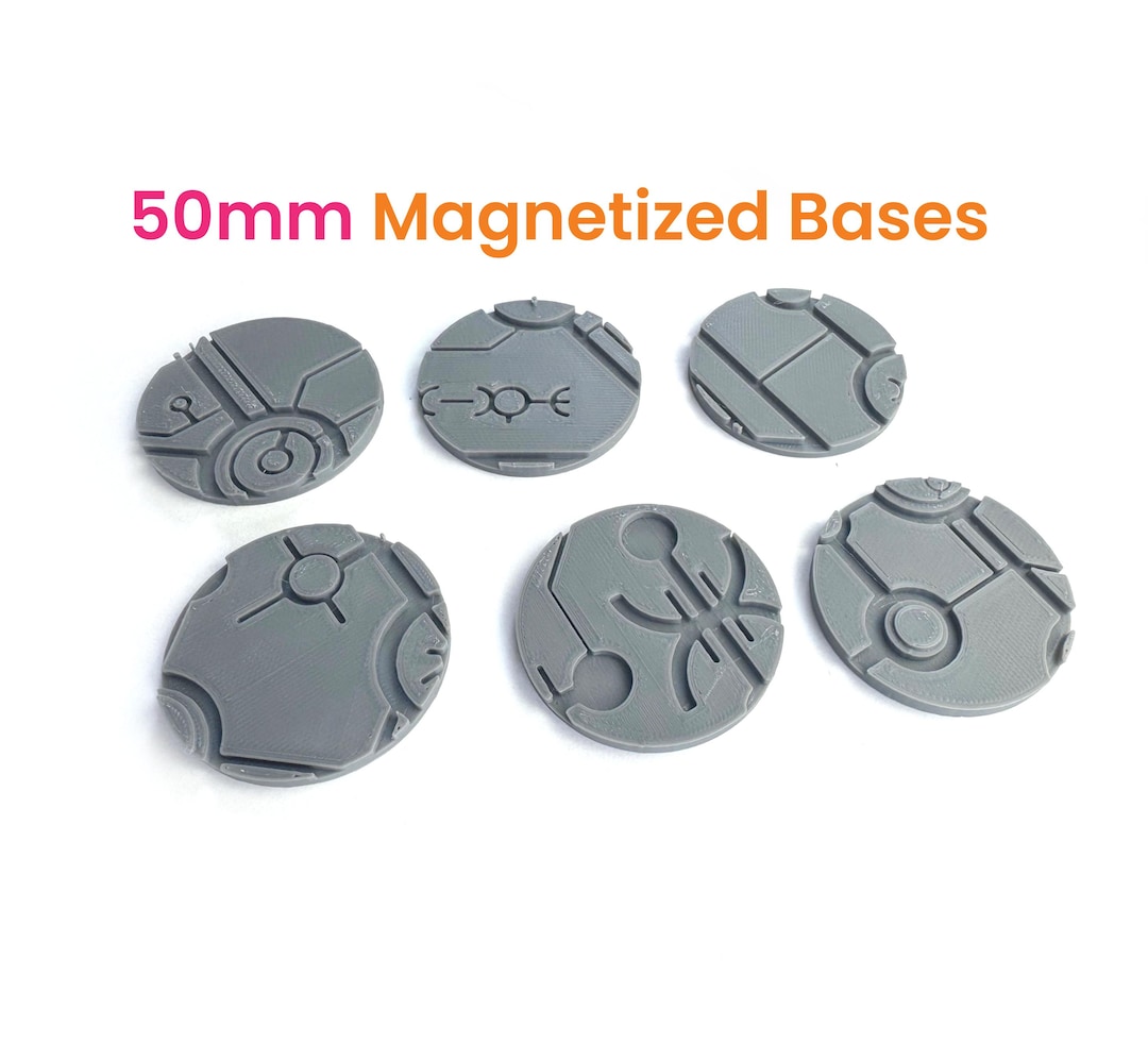 50mm Necron 3D Printed Magnetized Cyborg Miniature Bases for Tabletop ...
