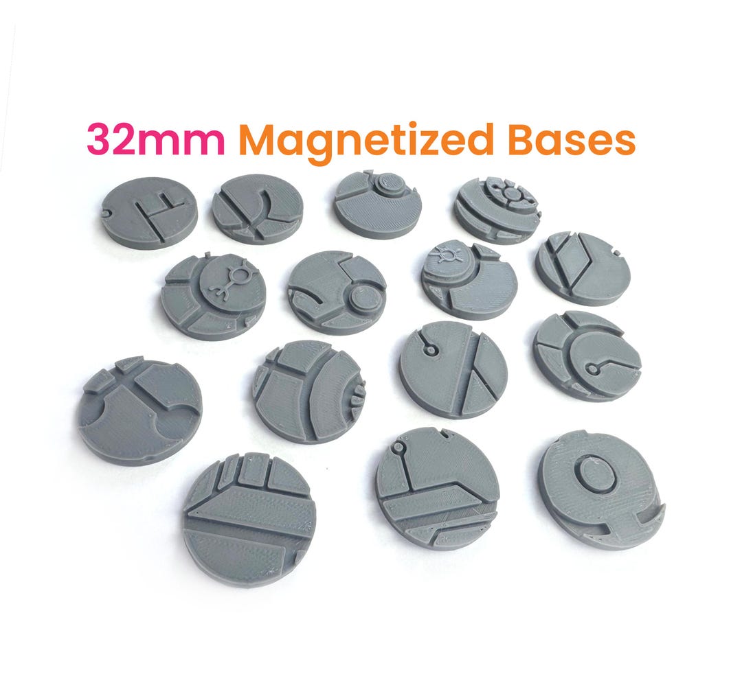 32mm Necron 3D Printed Magnetized Cyborg Miniature Bases for Tabletop ...