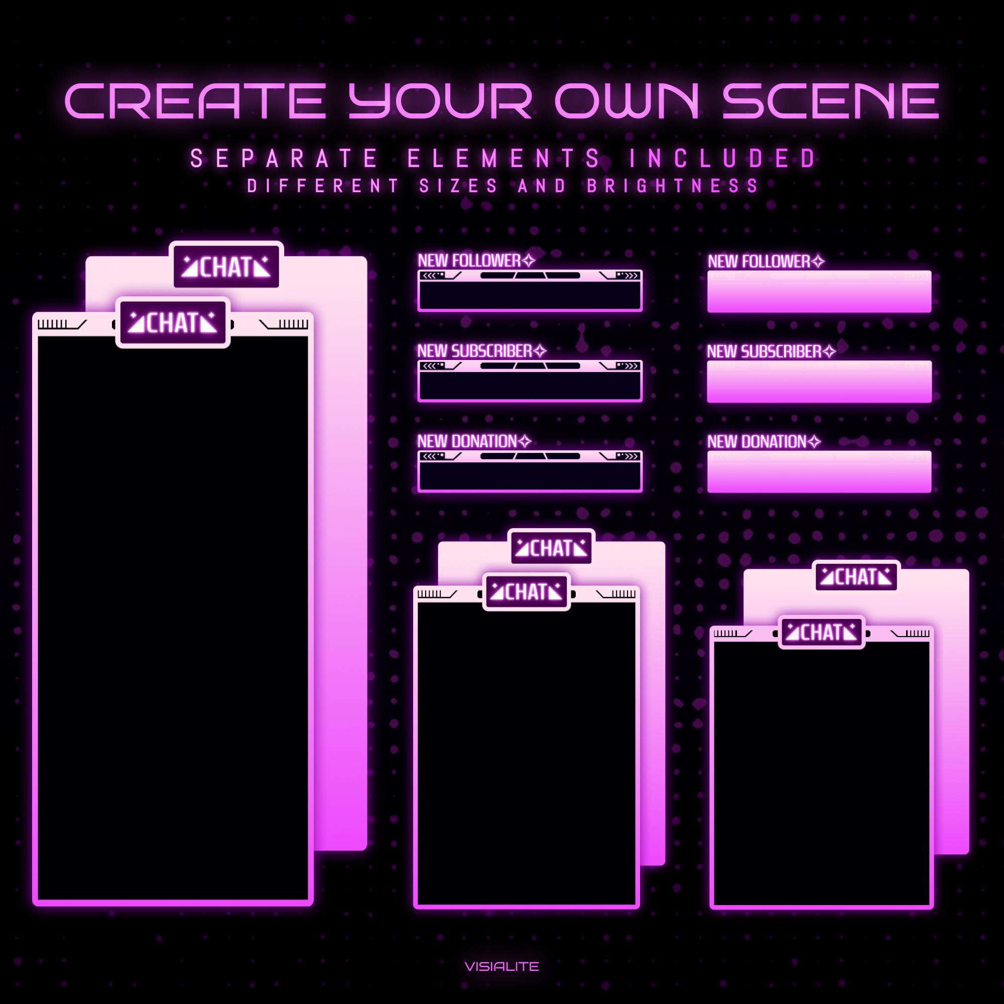 Dark Neon Pink Animated Stream Overlay Package for Twitch, Youtube ...
