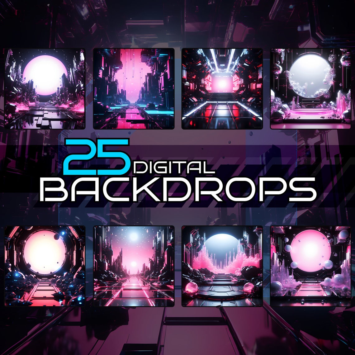 Vaporwave Futuristic Wall Digital Backdrops Maternity Backdrop Studio ...