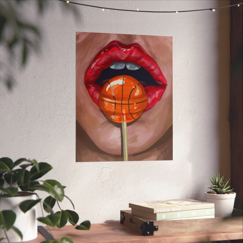 Basketball Lips Art Print Basketball Artwork Basketball Decoration ...