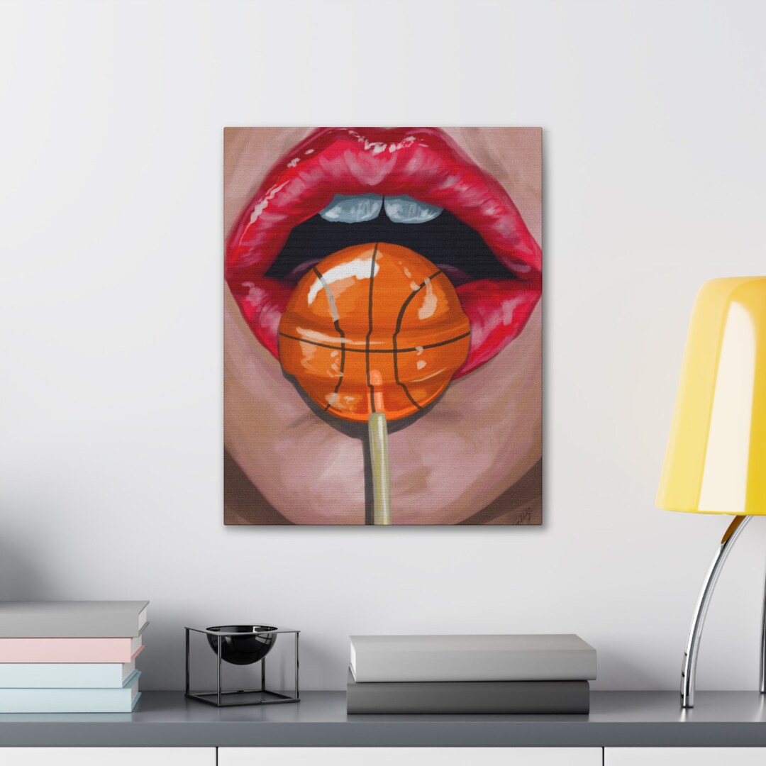 Basketball Lips Art Canvas Basketball Artwork Basketball Decoration ...