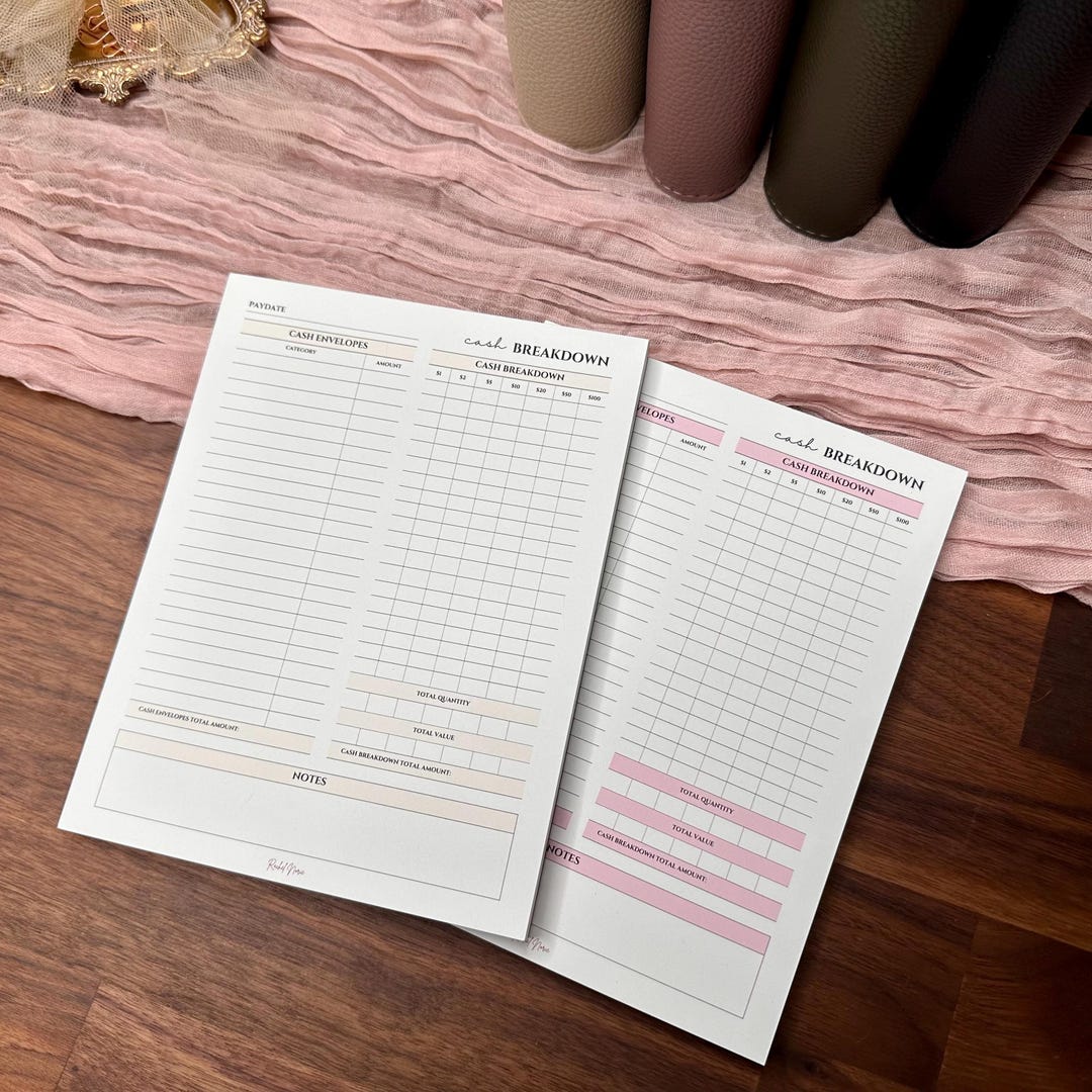 Cash Breakdown Notepad | Tear Away Paper Tablet | Cash Budgeting ...