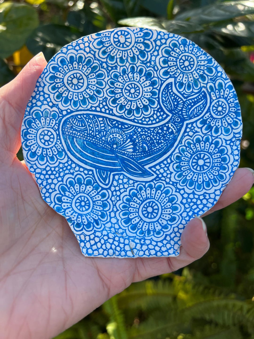 Hand Painted 4” Atlantic Scallop Shell - Whale - Etsy