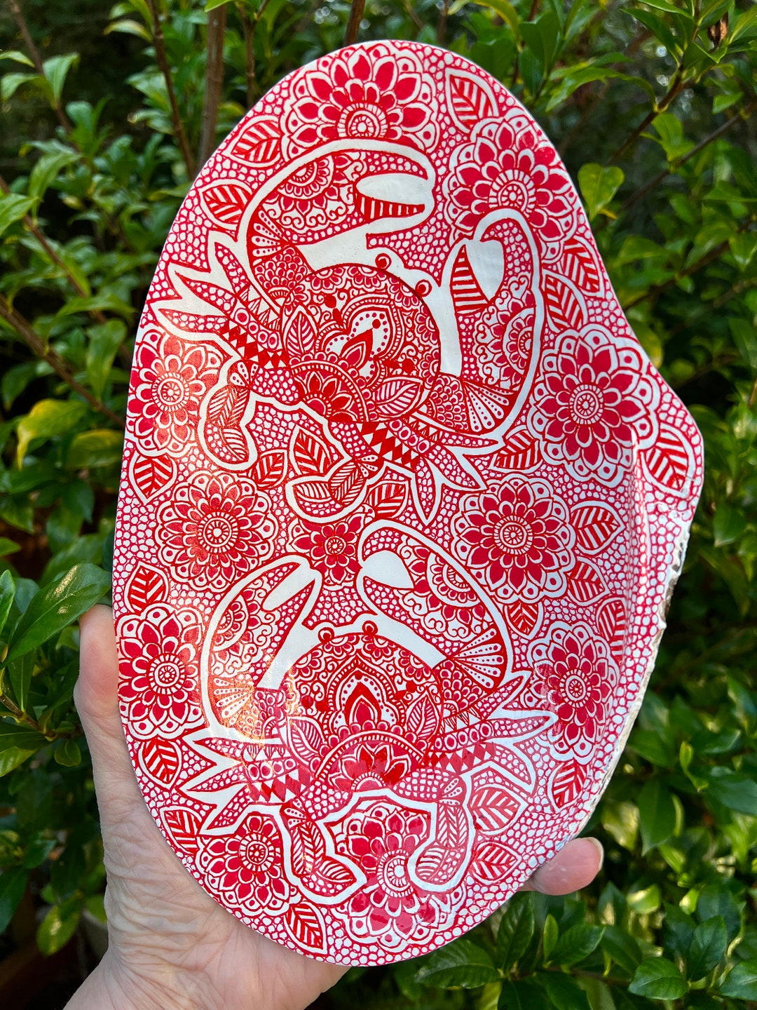 Hand Painted 9.5 Pearlized Mussel Shell Crabs Red - Etsy