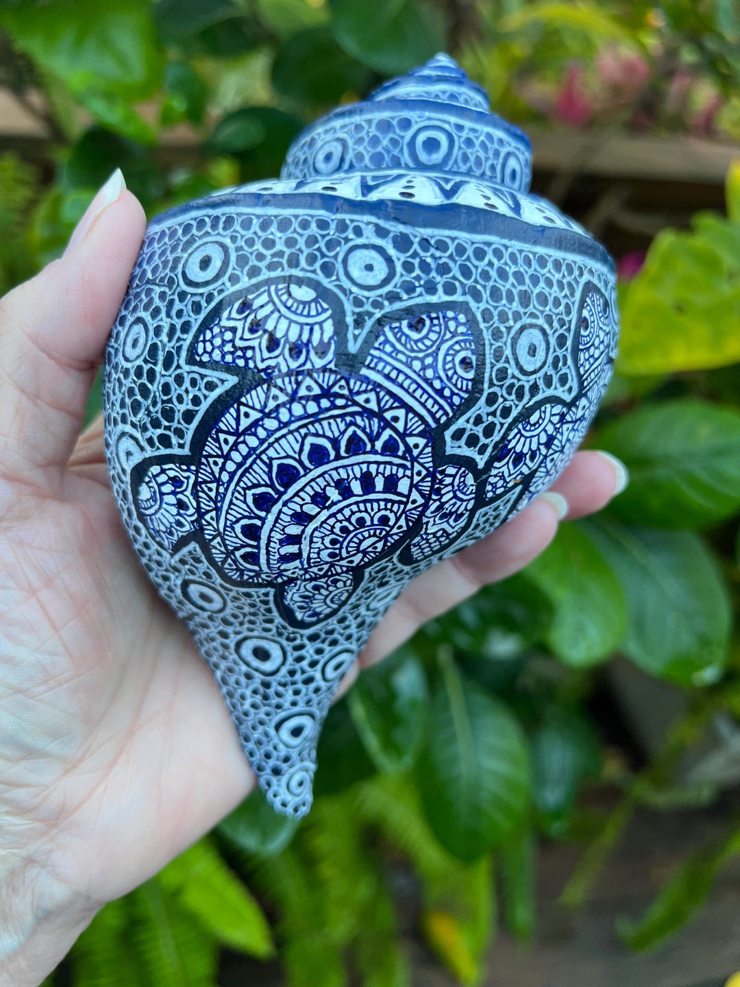 Hand Painted Channel Whelk Shell 6.5” Turtles - Etsy