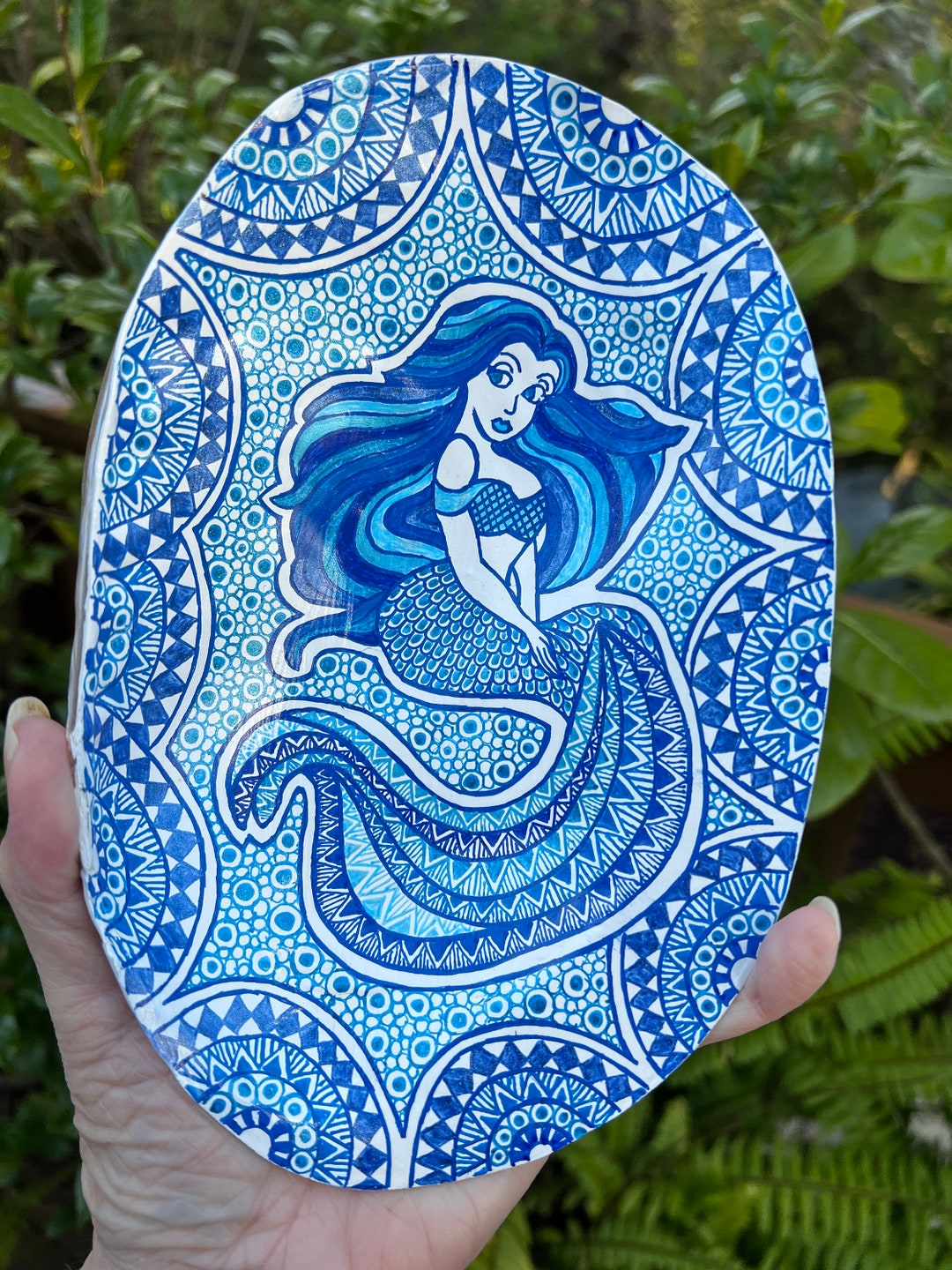 Hand Painted 8 Pearlized Mussel Shell Mermaid 2 - Etsy