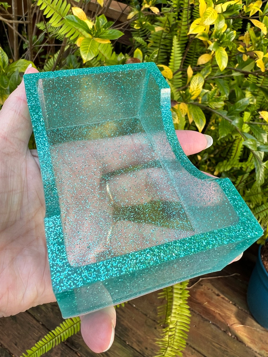 Hand Made Resin Business Card Holder - Sea Green - Etsy
