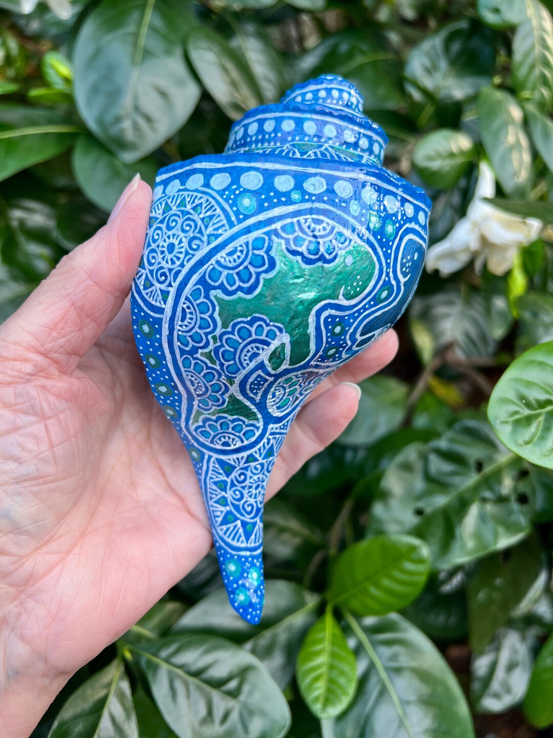 Hand Painted Channel Whelk Shell 7” - Manatees - Etsy