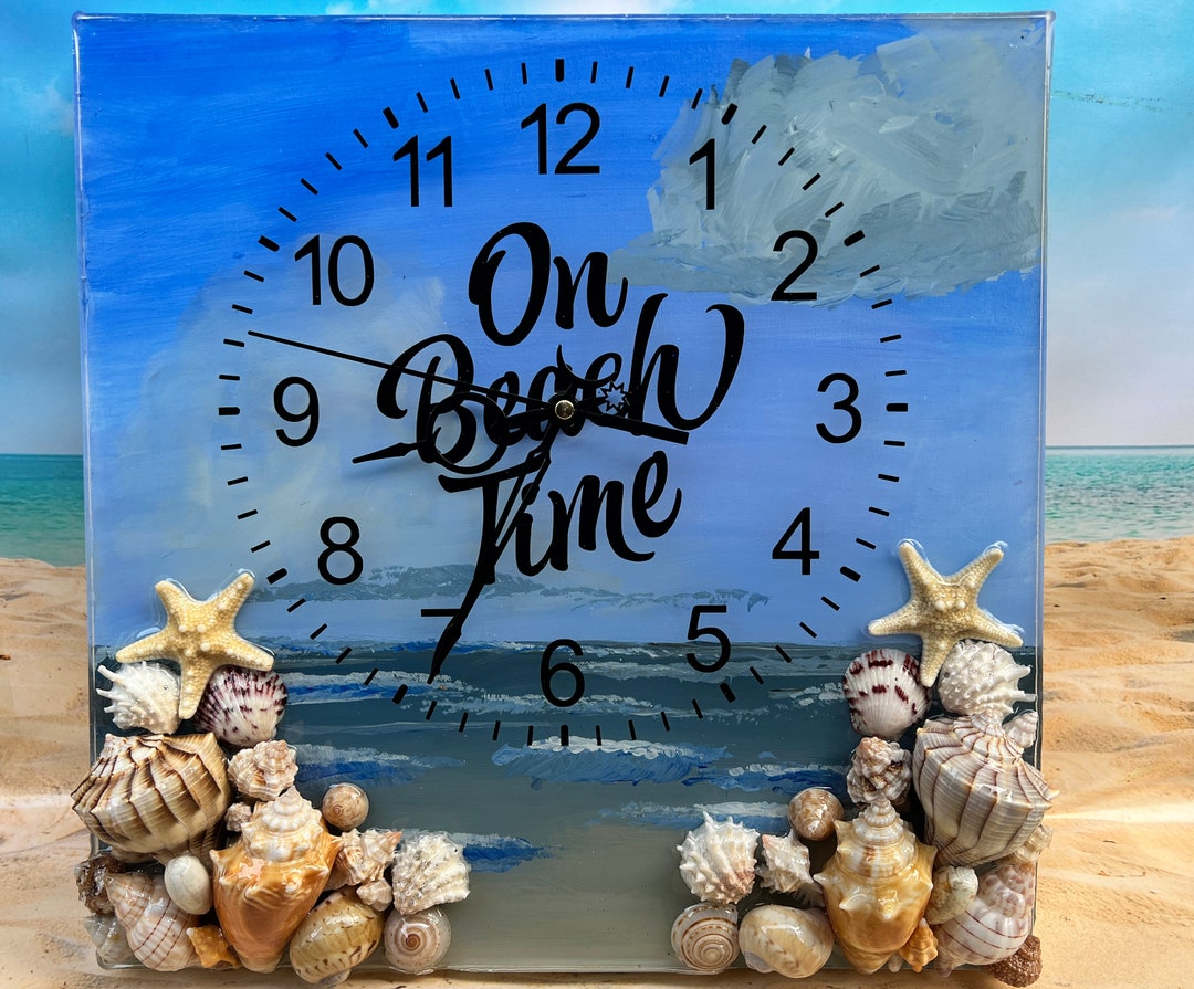 On Beach Time - Clock - 12"x12" - Etsy