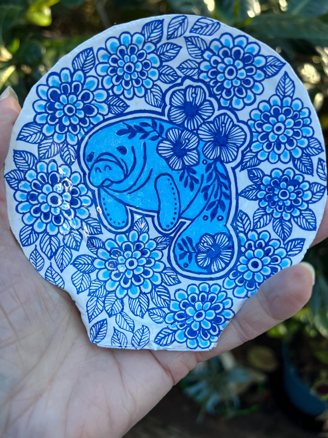 Hand Painted 4.5” Atlantic Scallop Shell - Manatee - Etsy