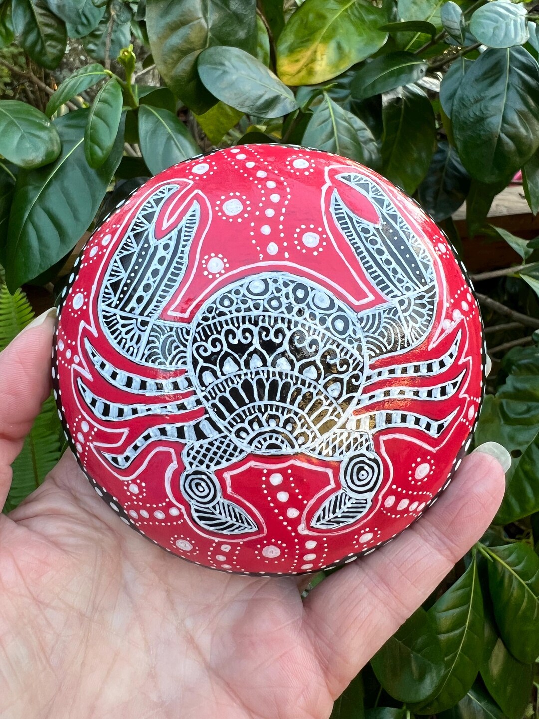 Hand Painted 4 Rock Zentangle/dot Inspired Crab - Etsy