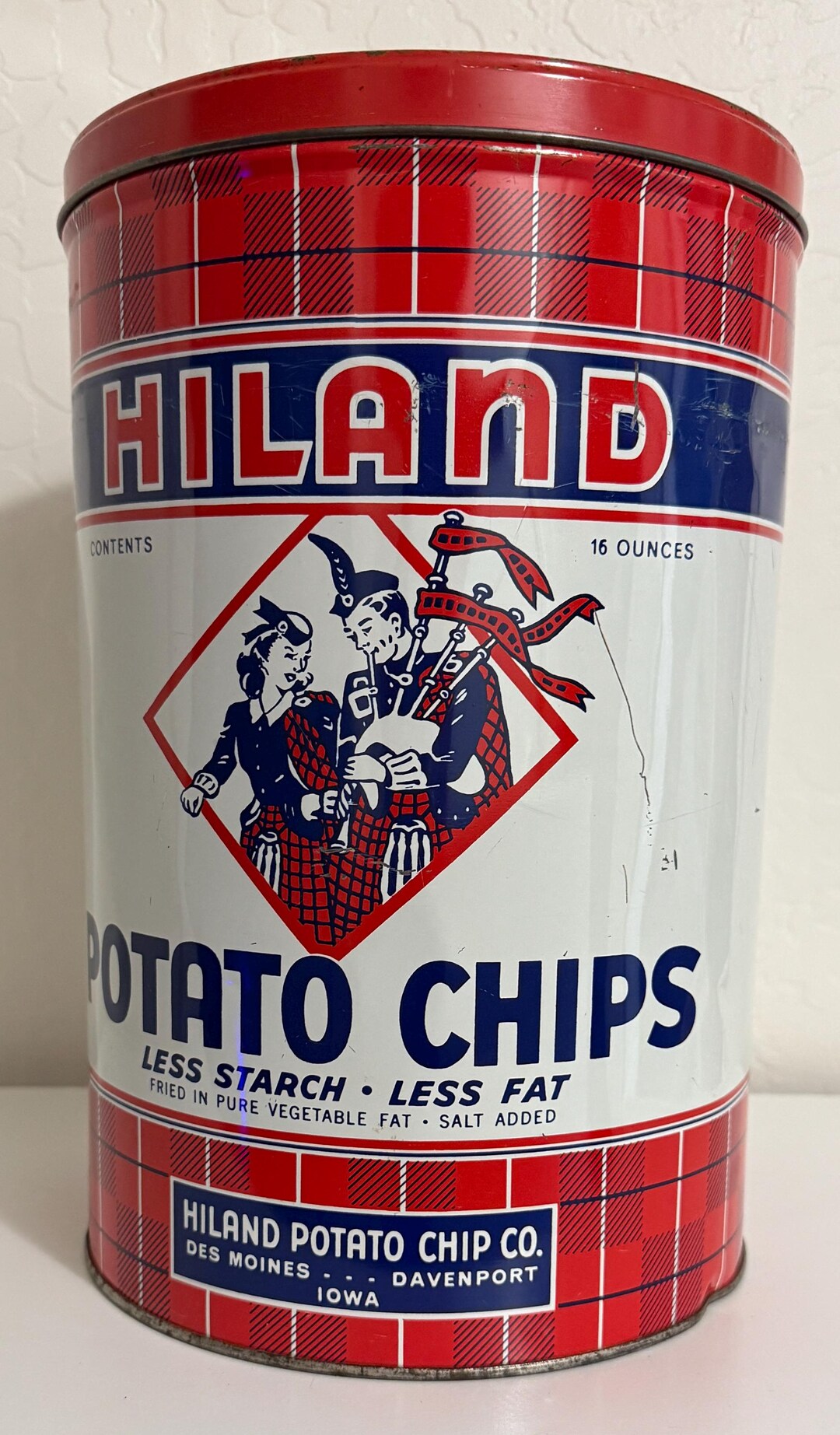 Vintage Hiland Potato Chips Tin, 1940's Antique Potato Chip Container ...