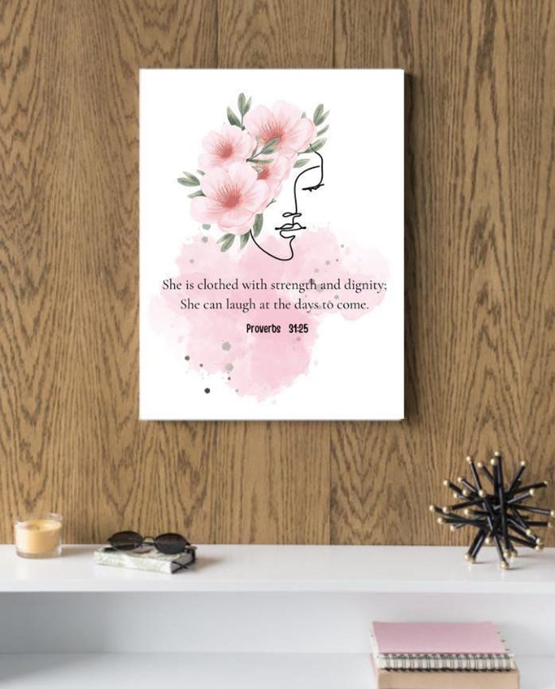 Proverbs 31 Woman, Pink Floral Christian Art | Digital Download - Etsy