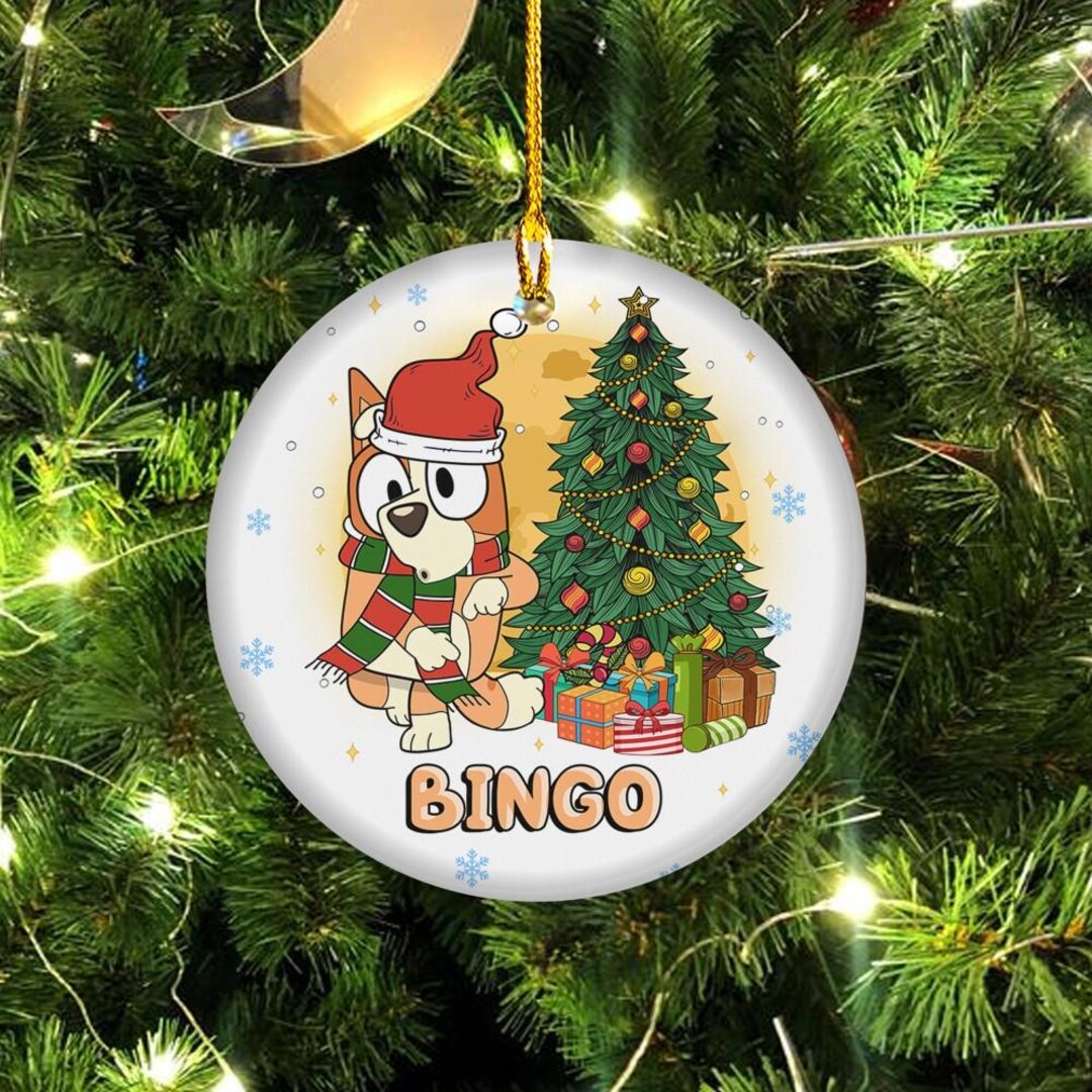 Bluey Bingo Family Merry Christmas Ceramic Ornament Bluey Bingo Xmas ...