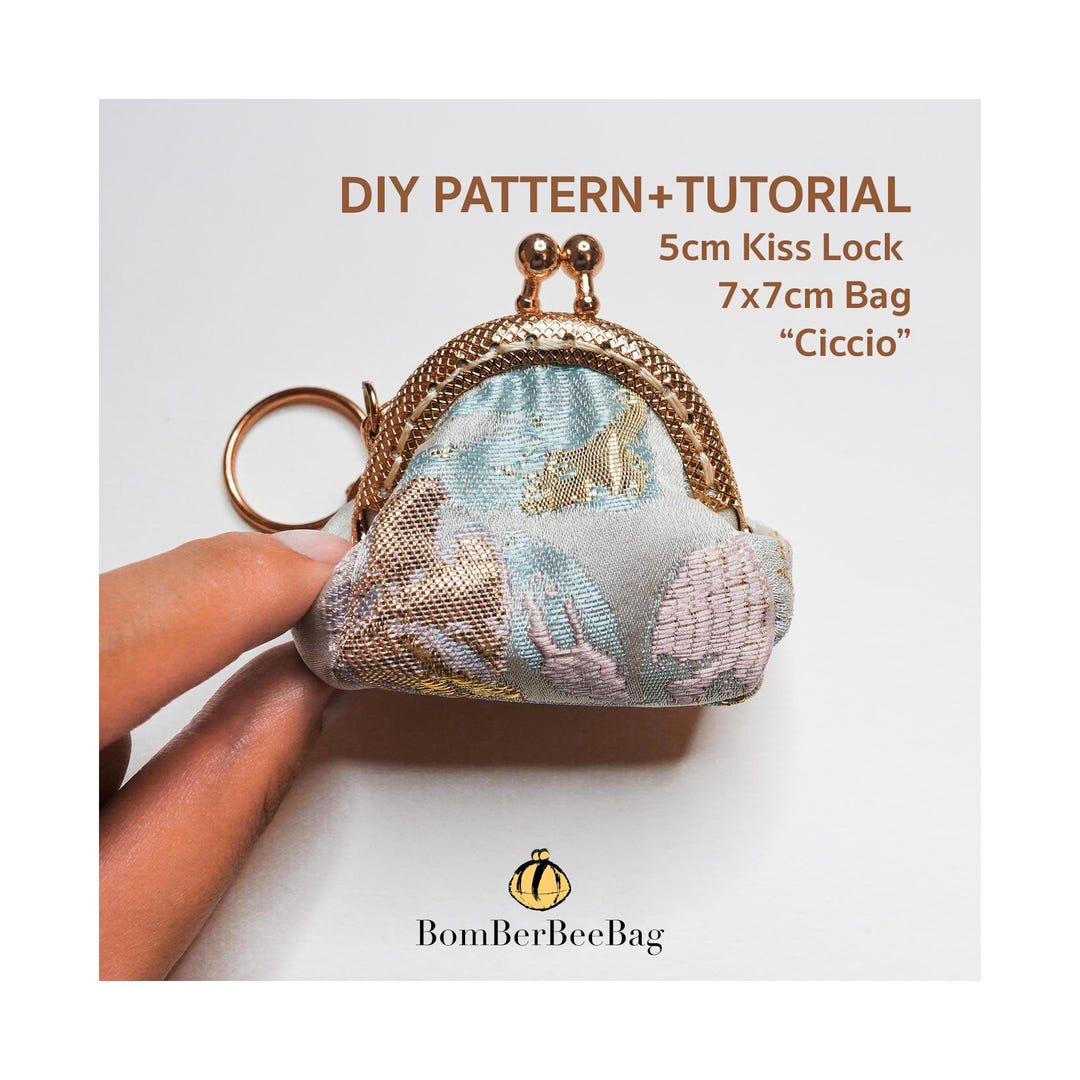 DIY Mini Kiss Lock Coin Purse PDF Pattern: 5cm Lock, 7x7cm Bag (english ...