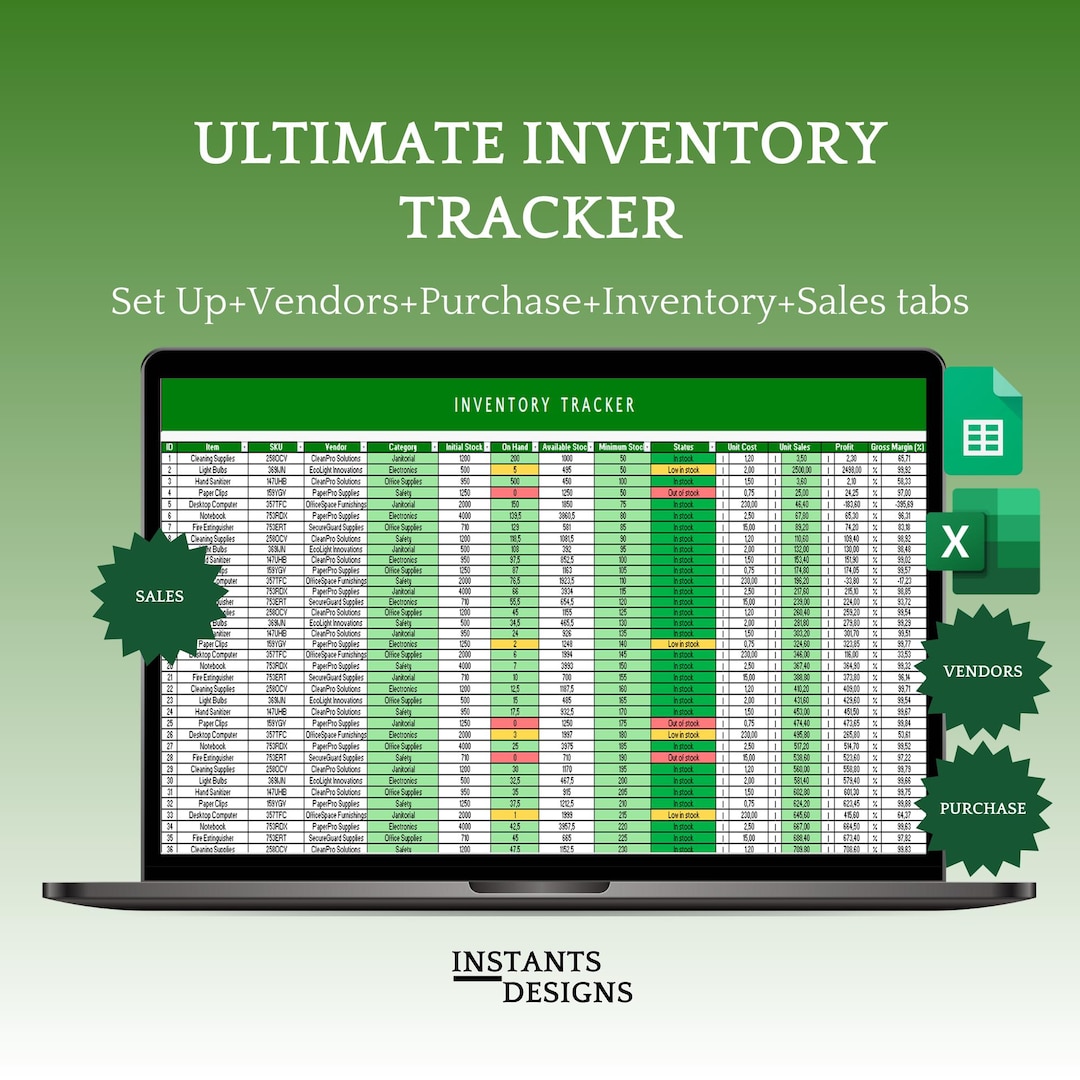 Inventory Tracker for Excel and Google Sheets | Manage Stock, Sales ...