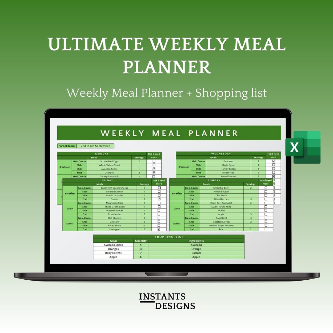 Weekly Meal Tracker: Meal Prep Organizer, Simple Meal Prep, Grocery ...