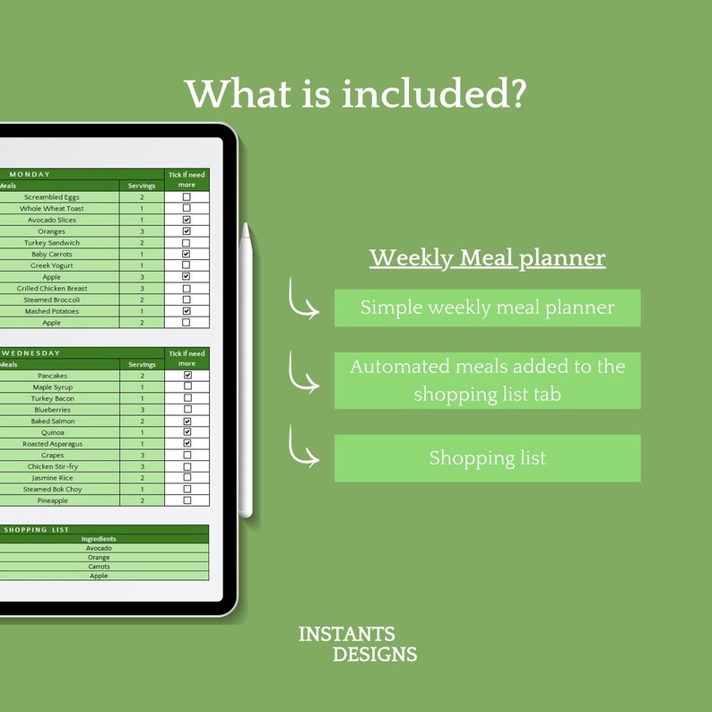 Weekly Meal Tracker: Meal Prep Organizer, Simple Meal Prep, Grocery ...