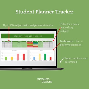 Excel Student Planner: College Task Tracker, Assignment Log, Academic ...
