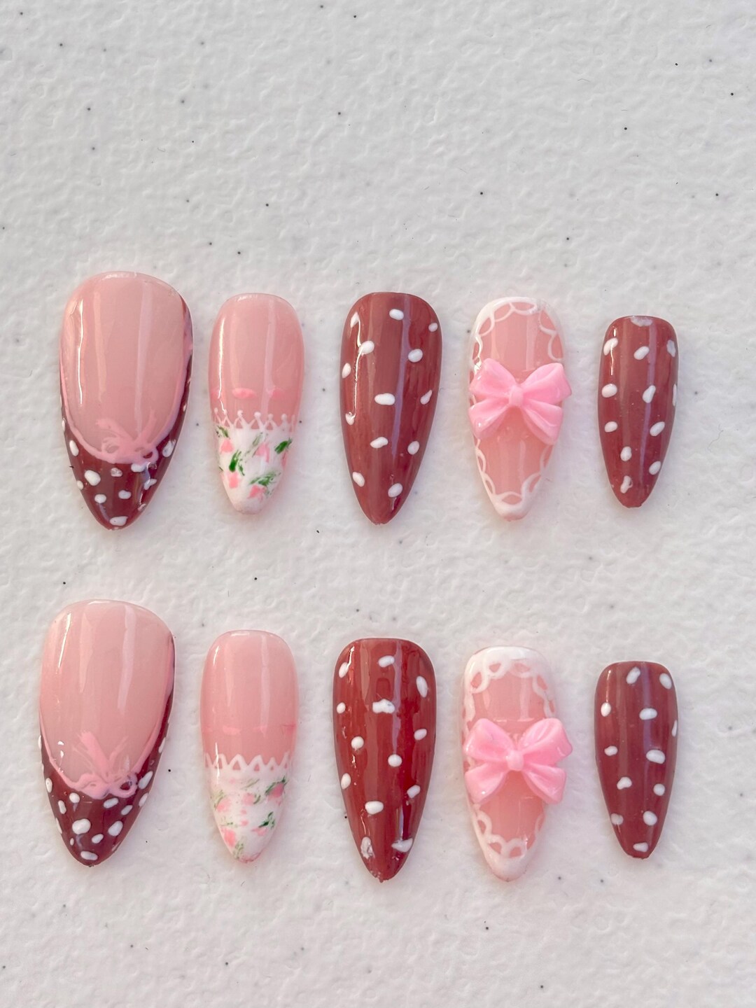10 Pieces Fawn Cute Coquette Nails Cute Nails Girly Nails Press on ...