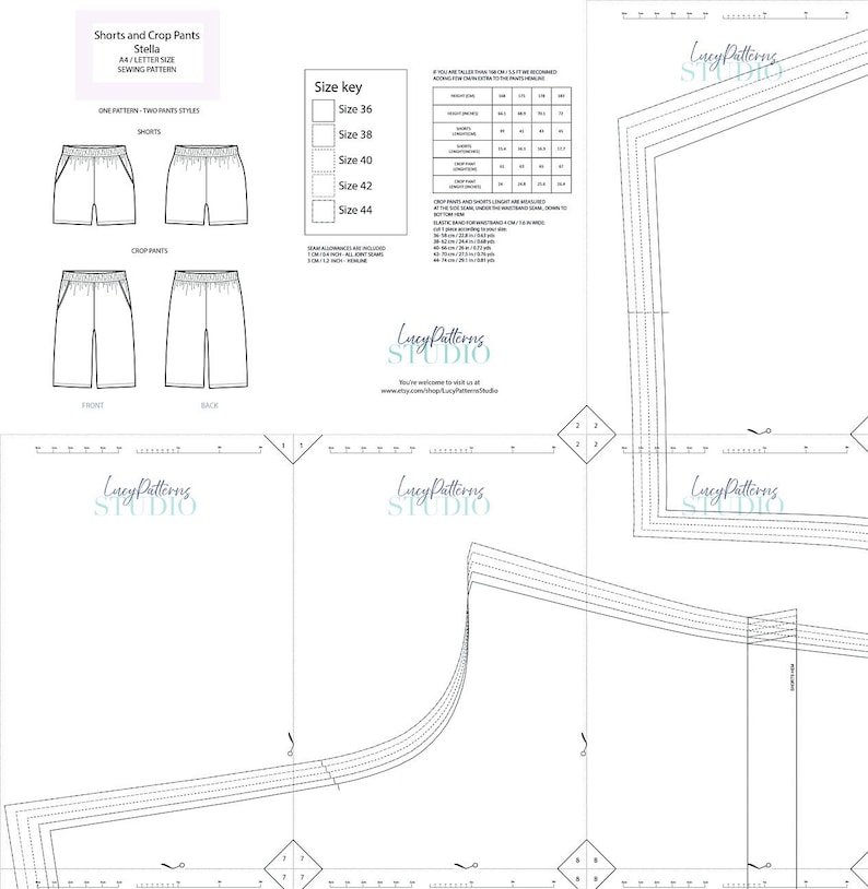 Pants and Shorts Sewing Pattern PDF File, Loose Fit Pants Sewing ...