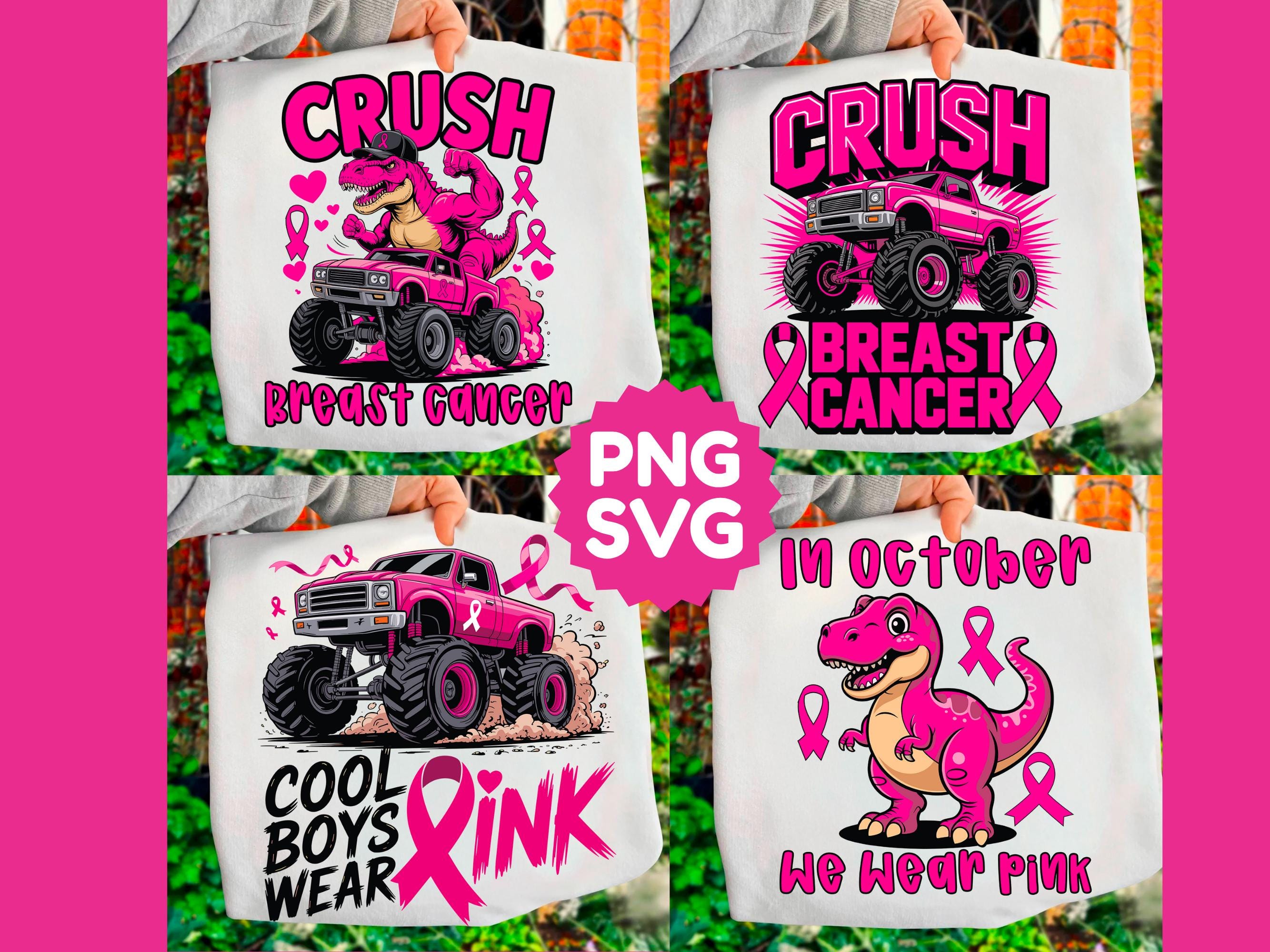 Crush Breast Cancer Dinosaur Monster Truck Png,breast Cancer Warrior ...