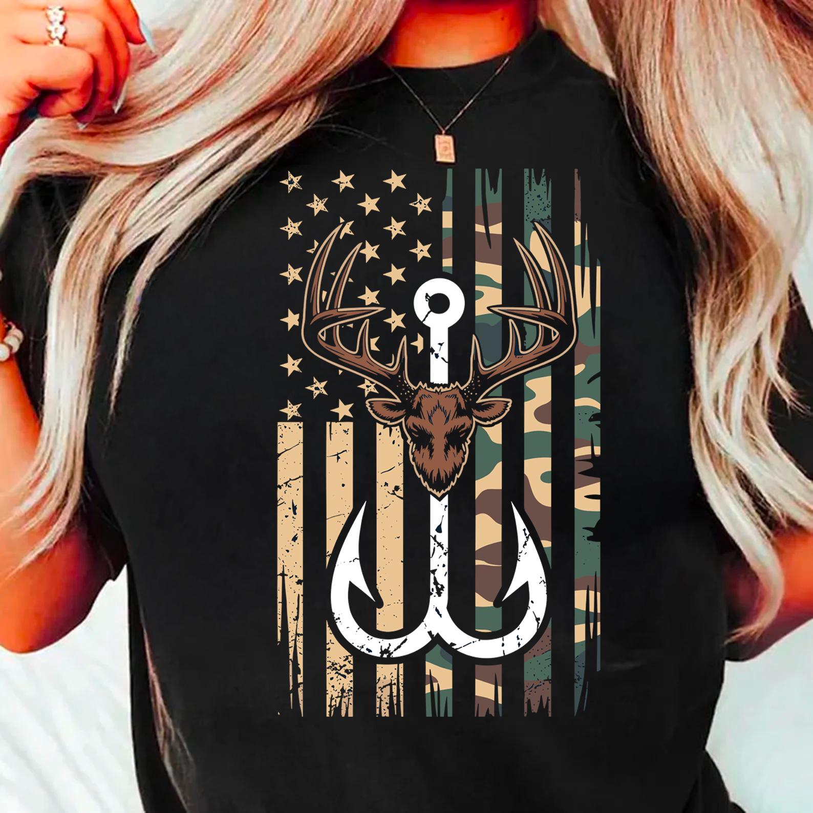 Hunting & Fishing Faith PNG – Deer Antlers Cross Hook Sublimation ...