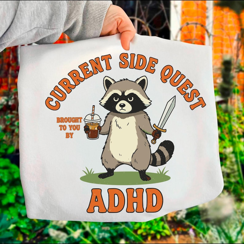 ADHD Raccoon Adventure PNG – Funny Mental Health Raccoon Art, Current ...